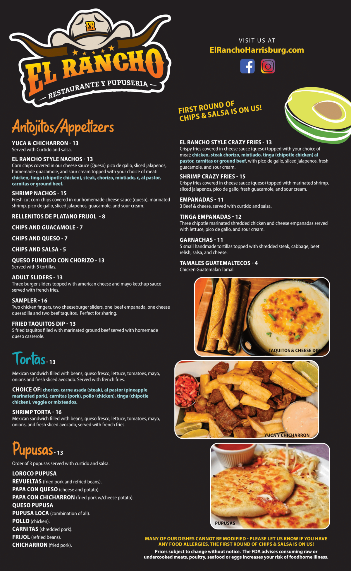 Menu | El Rancho Restaurant